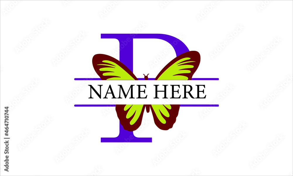 P Alphabet Butterfly abstract monogram vector logo template Stock ...