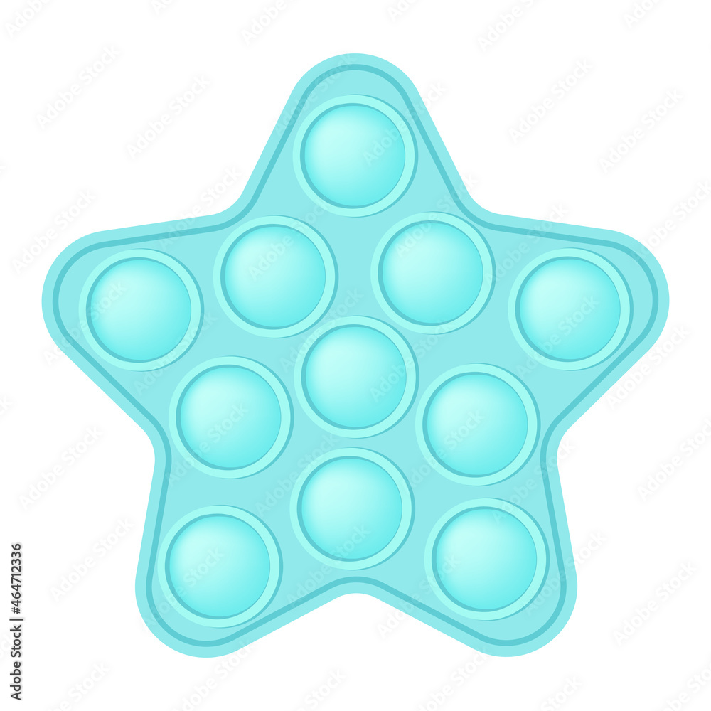 Popit a fashionable silicon blue star fidget toy. Addictive anti-stress ...