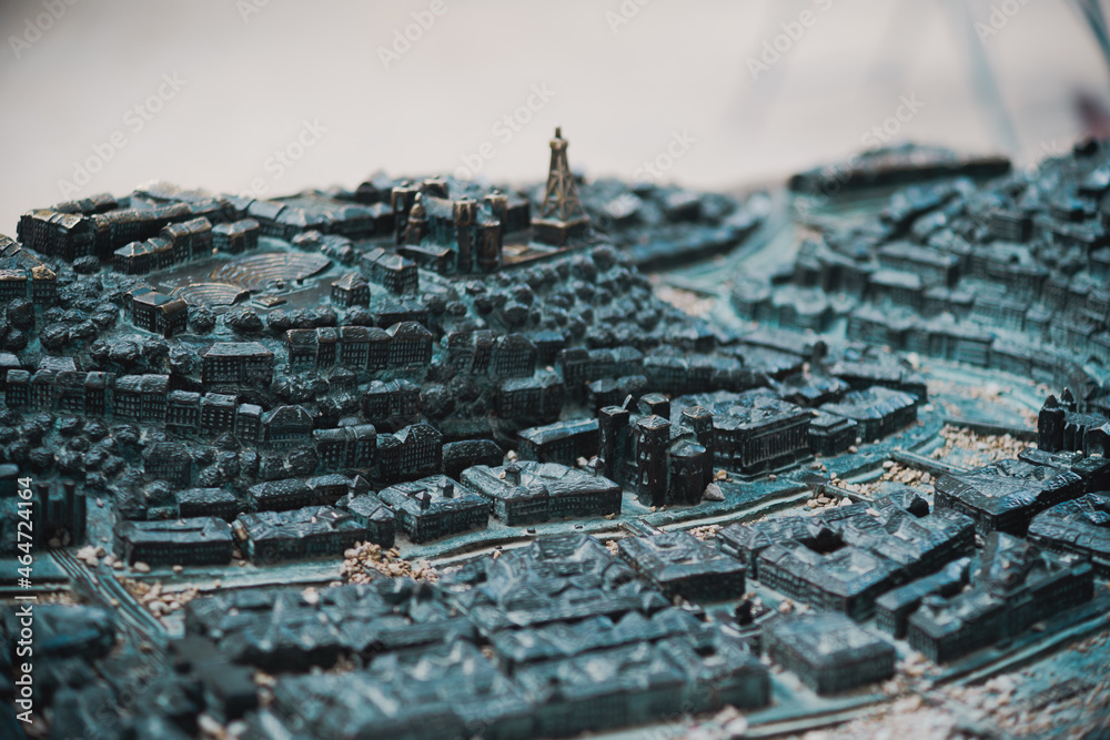 Miniature model of Lyon, France with a focus on the old city (Vieux ...