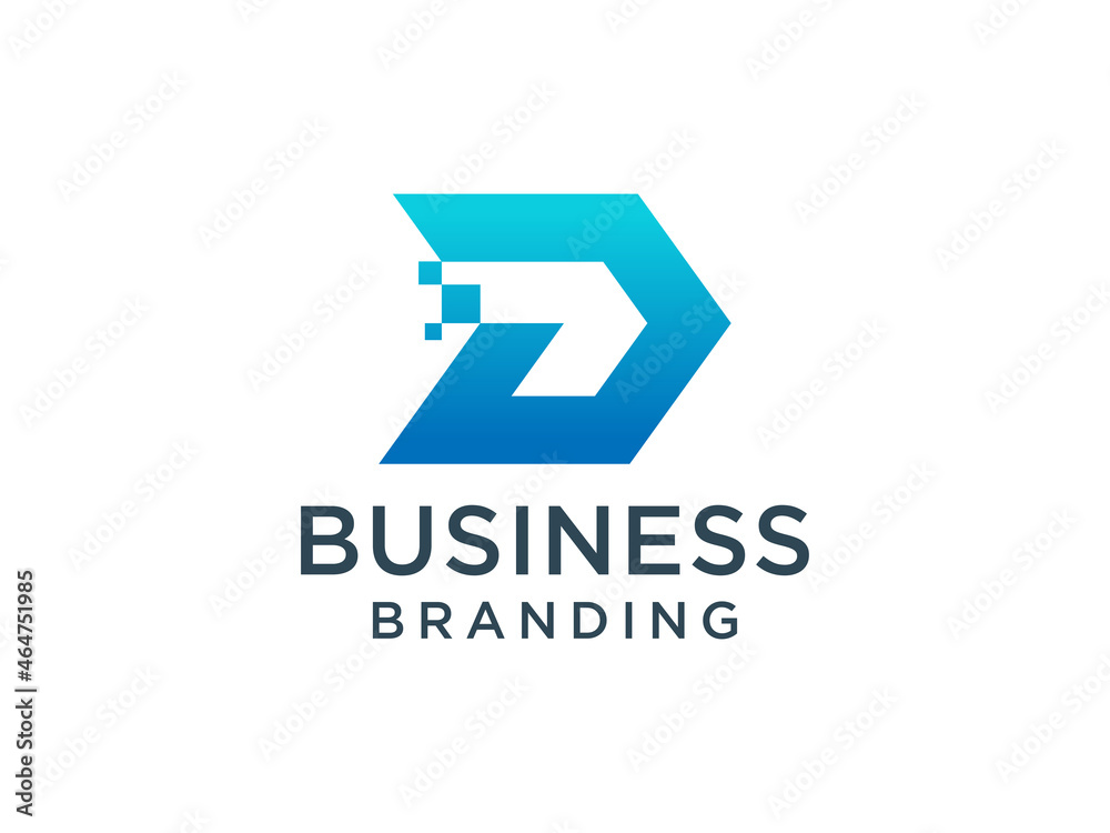 Abstract Initial Letter D Logo. Blue Geometric Linear Arrow Style ...