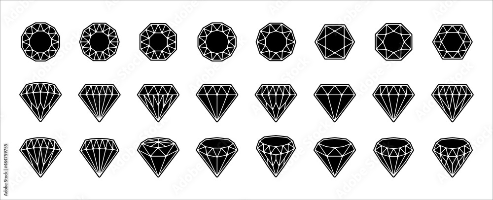 Diamond icon set. Diamond vector icons symbol design collection ...