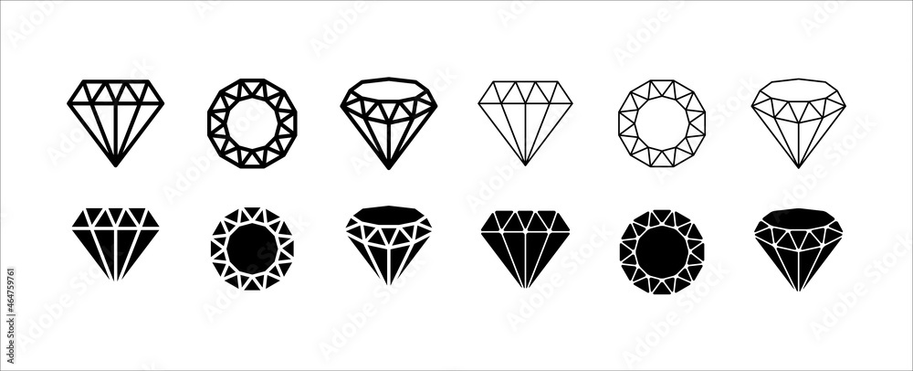 Diamond icon set. Diamond vector icons symbol design collection ...