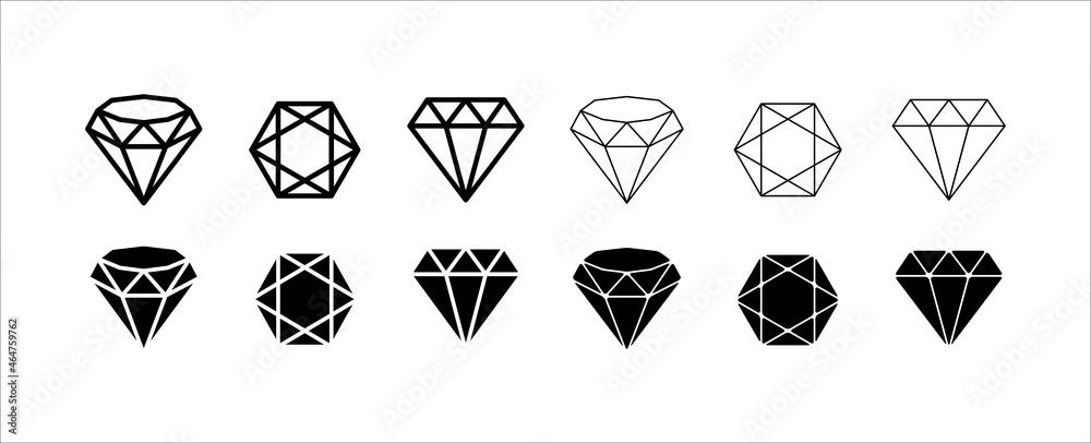 Diamond icon set. Diamond vector icons symbol design collection ...