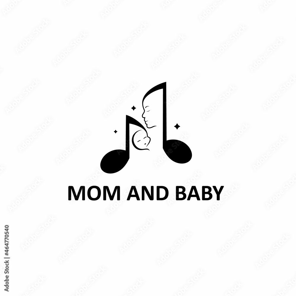 logo for music industry, note music logo design template, mom and baby ...