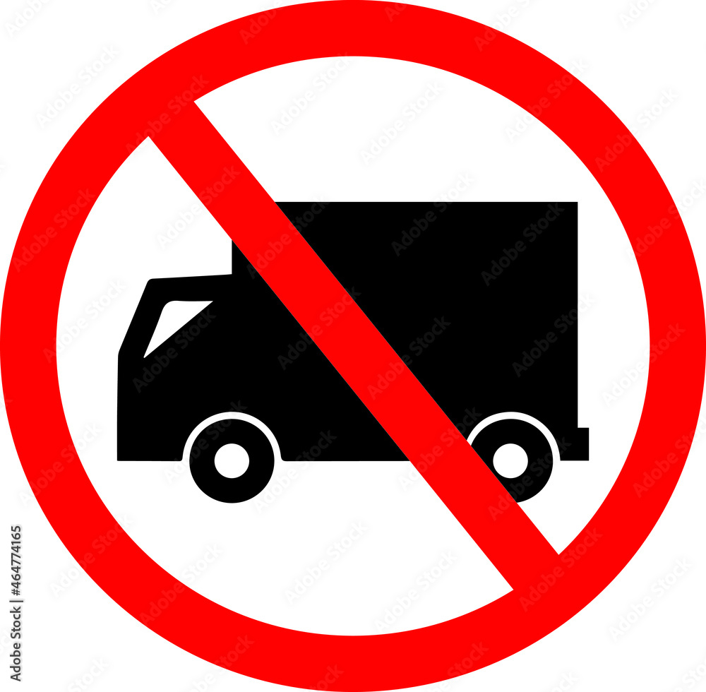 Color images of traffic signs prohibiting all types of trucks passing ...