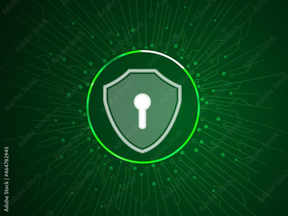 2d illustration technology cyber security key hole in a circle Stock ...