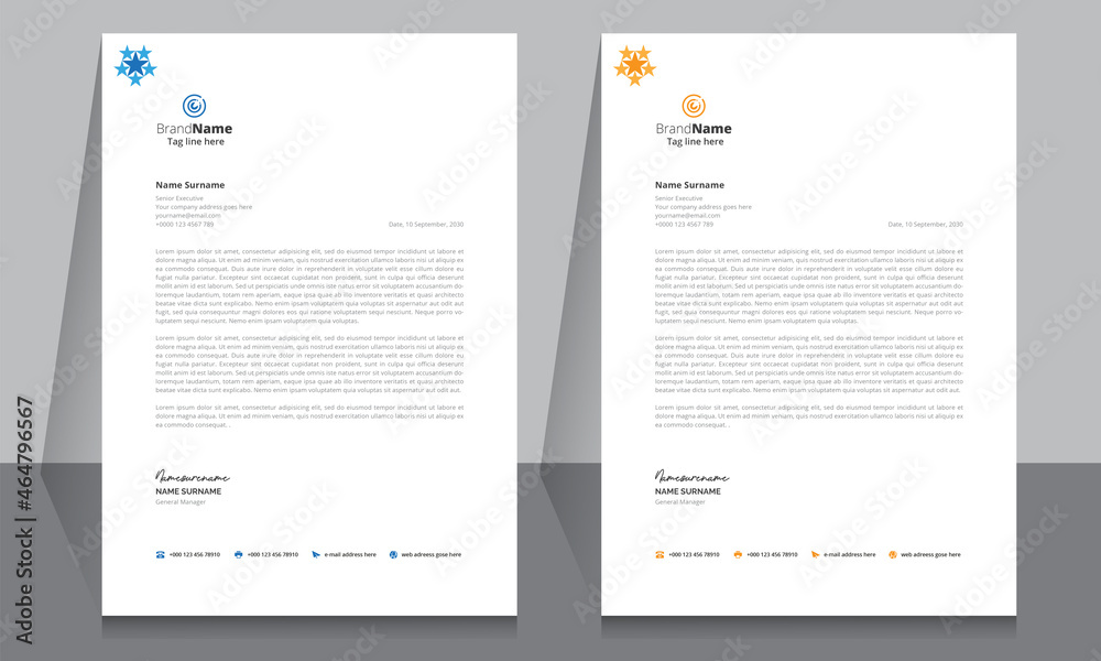 Letterhead format template, business style letterhead design template ...
