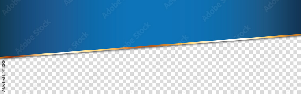 long blue ribbon banner with gold frame with transparent place Stock ...
