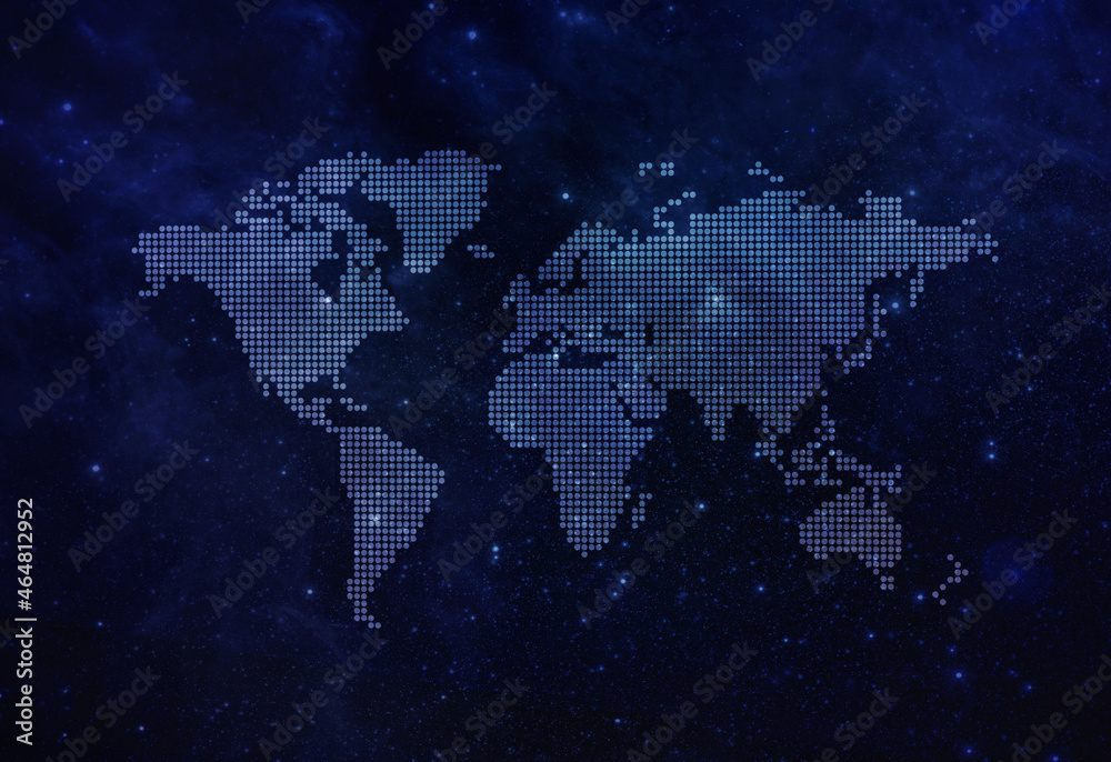 World map on dark night sky for background or backdrop banner show ...