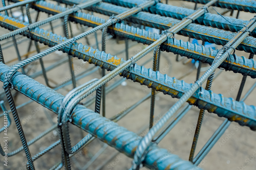 Reinforcement steel is prepared for concrete casting. Iron Stock Photo ...
