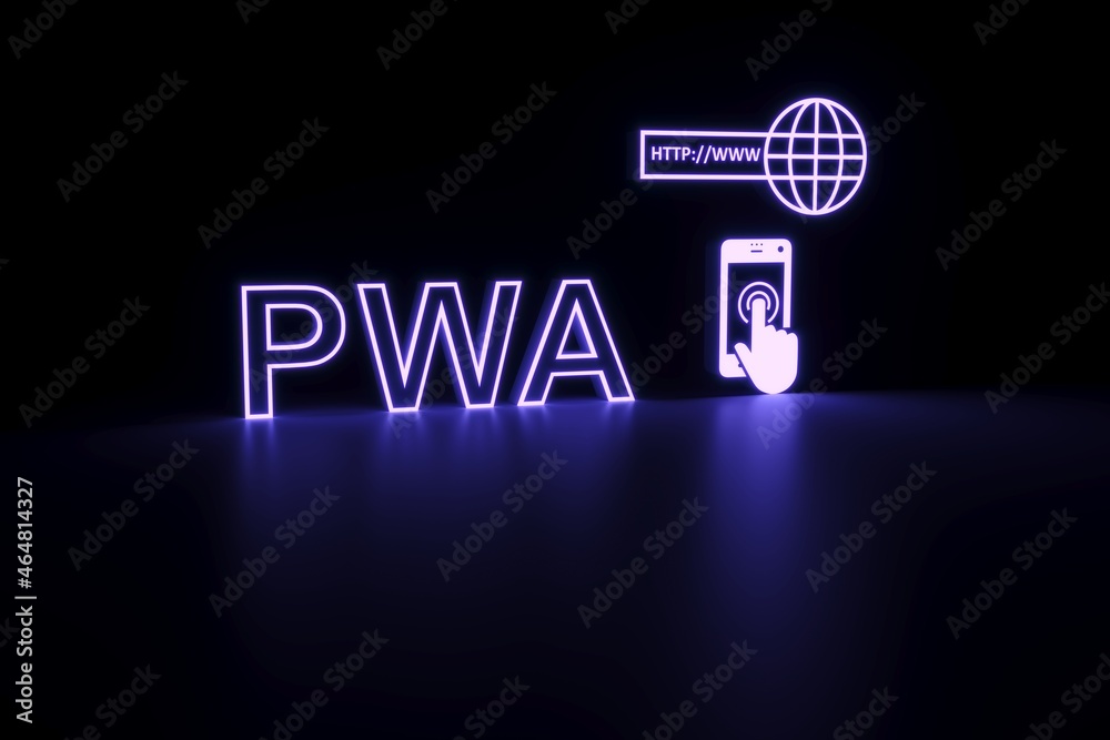 PWA neon concept self illumination background 3D illustration Stock ...