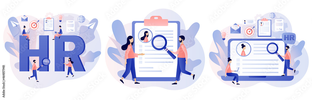 Human Resources management. HR department. Employer hiring candidates ...