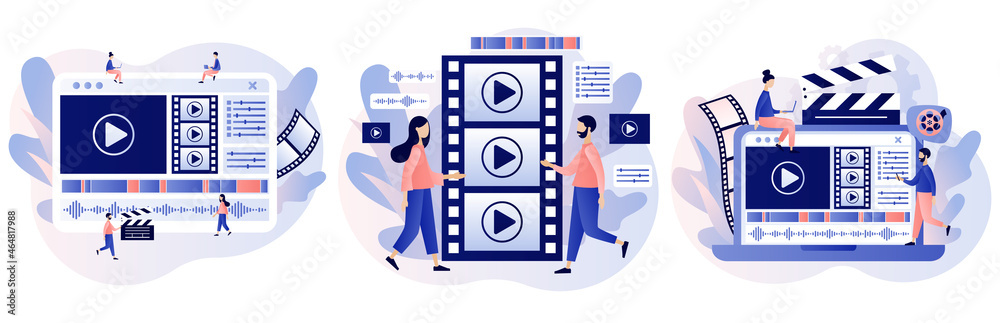 Video editor. Tiny people making multimedia content production and ...