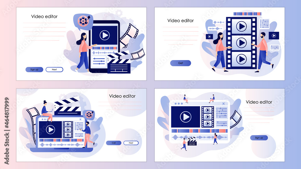 Video editor. Tiny people making multimedia content production and ...