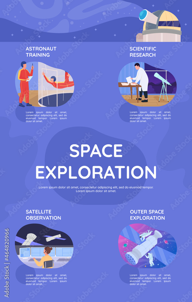 Space exploration flat color vector infographic template. Astronaut ...