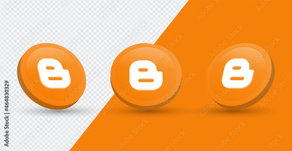 3d Blogger logo in Circle Button - social media icons 3d in modern ...