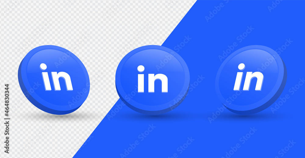 Vetor de 3d Linkedin logo in Circle Button - social media icons 3d in ...