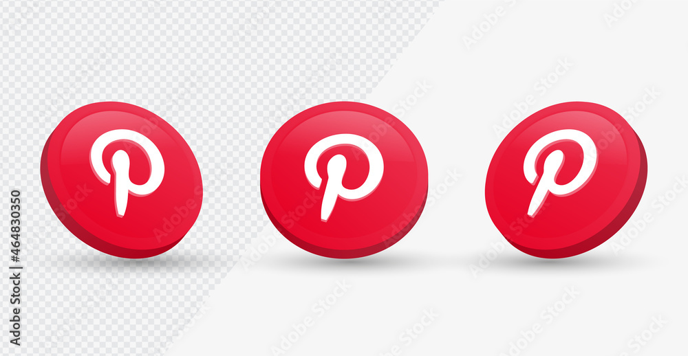 3d Pinterest logo in Circle Button - social media icons 3d in modern ...