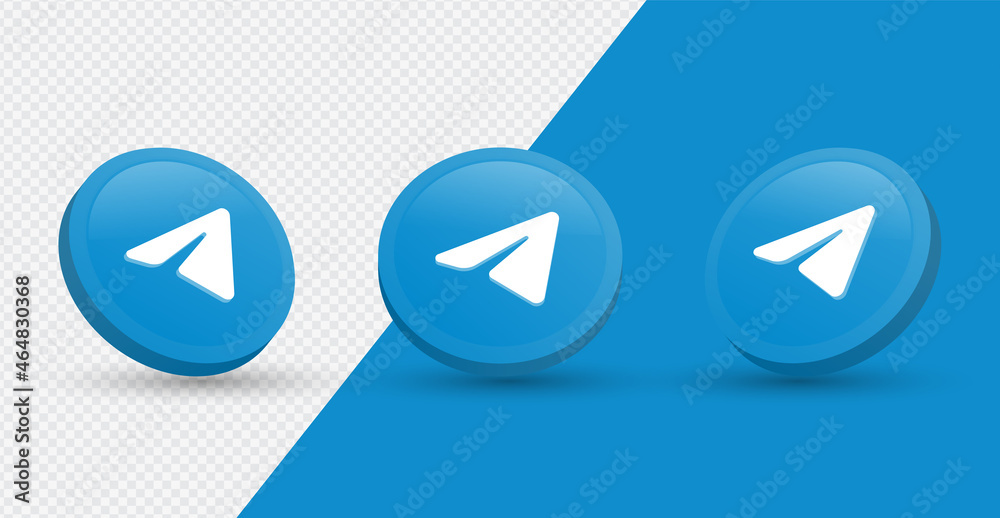 3d Telegram logo in Circle Button - social media icons 3d in modern ...
