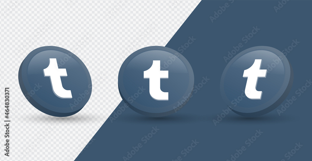 3d Tumblr logo in Circle Button - social media icons 3d in modern frame ...