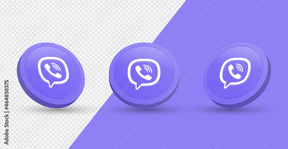 3d Viber logo in Circle Button - social media icons 3d in modern frame ...