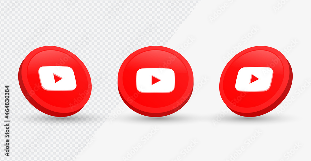 3d Youtube logo in Circle Button - social media icons 3d in modern ...