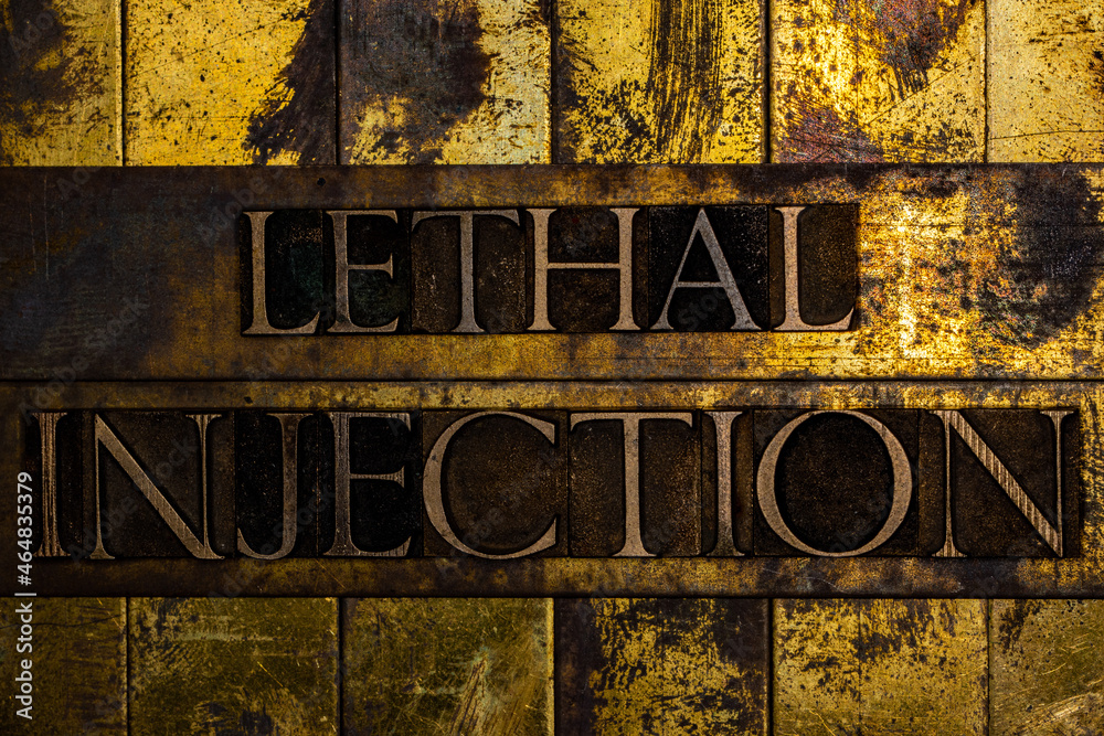 Lethal Injection text on textured grunge copper and vintage gold ...