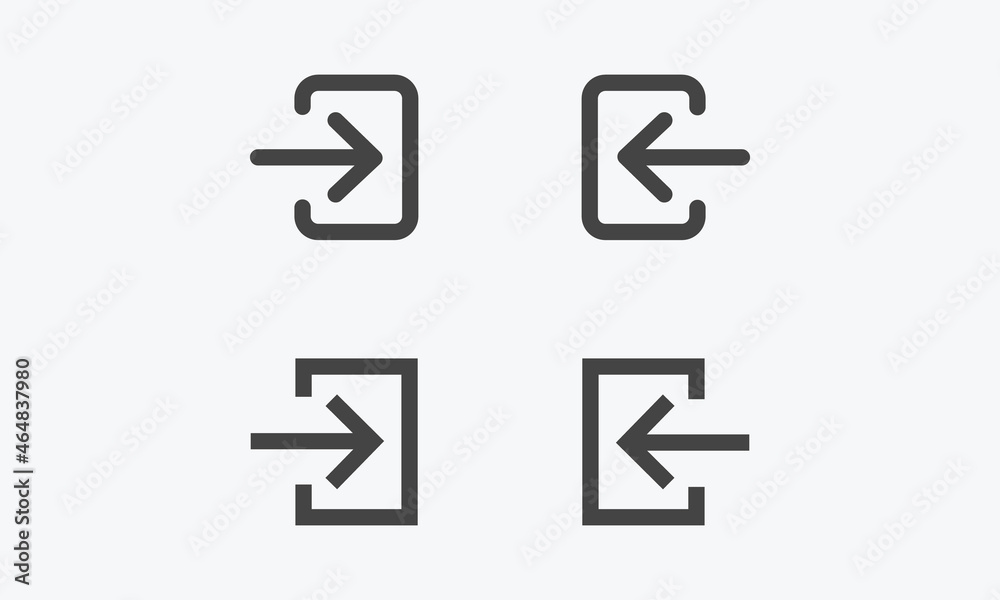 Login, Logout Icon in flat style with 2 different shapes and style ...