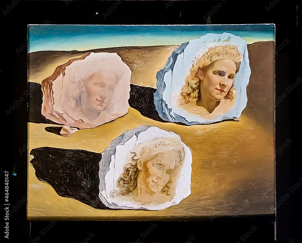 Painting by Salvador Dali "Three apparations of the visage of Gala ...