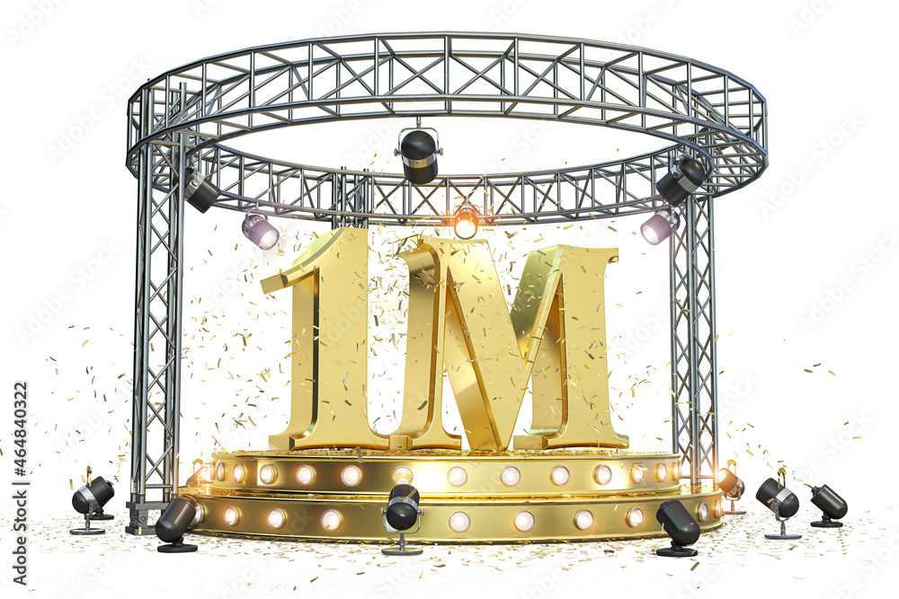 1M One million followers celebration. Number 1M on the stage with ...