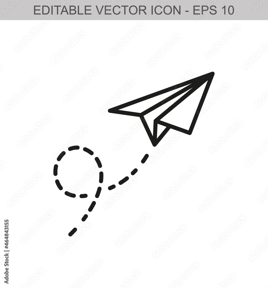 Airplane sign. Editable stroke line icon. Vector illustration Stock 벡터 ...