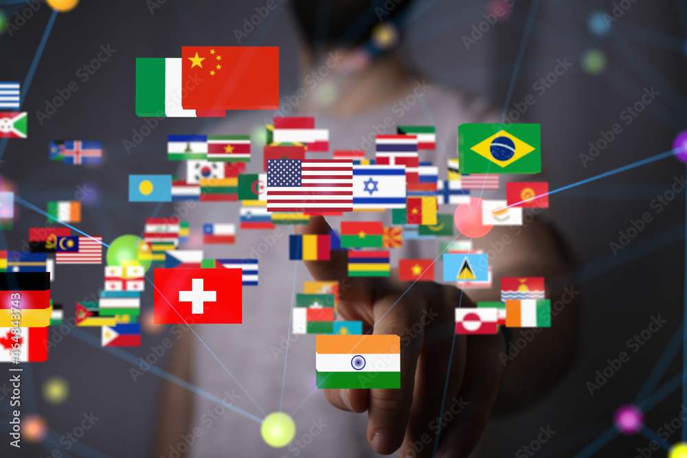 World map with all states and their flags Stock Photo | Adobe Stock