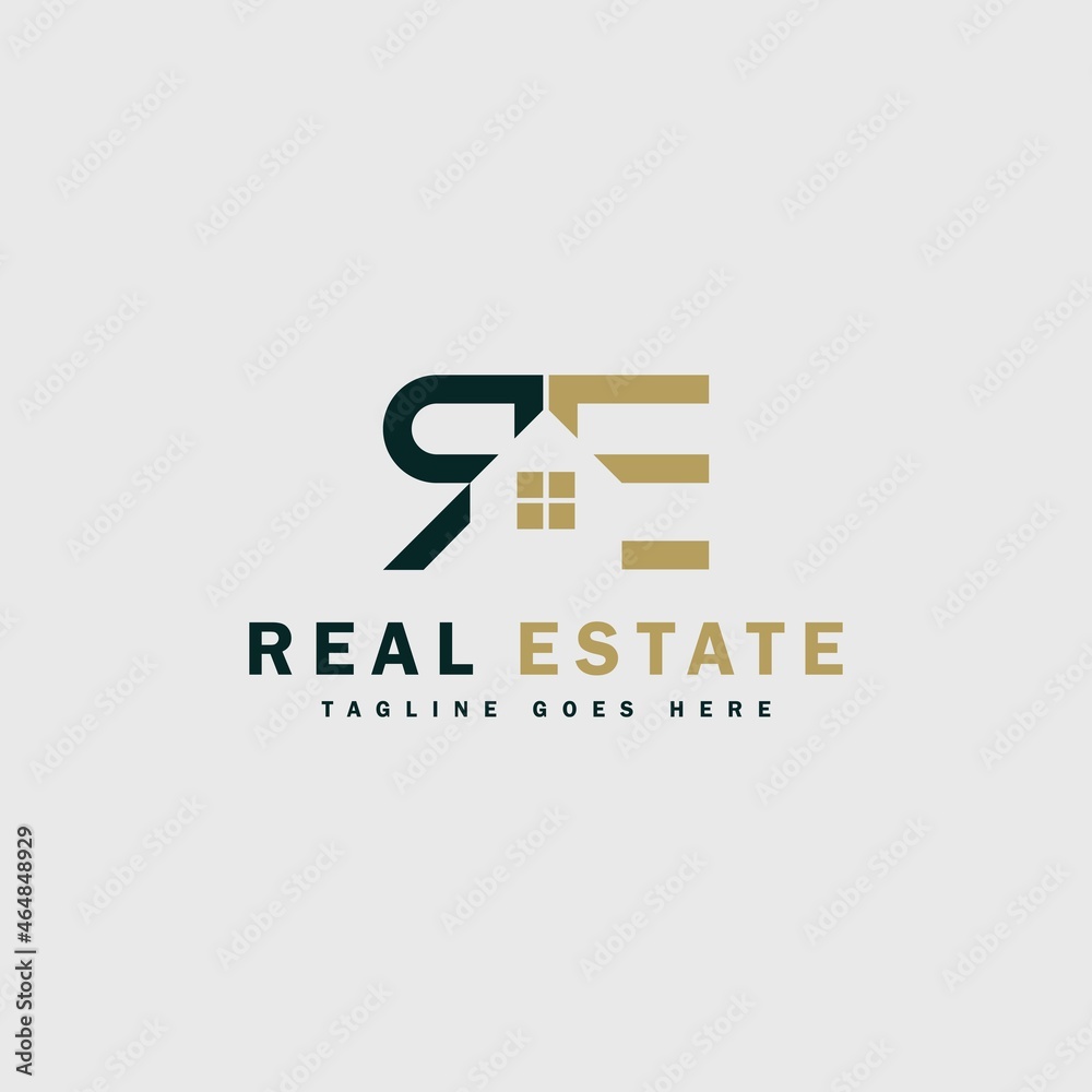 Initial Letter R and E Real Estate Logo. Construction Architecture ...