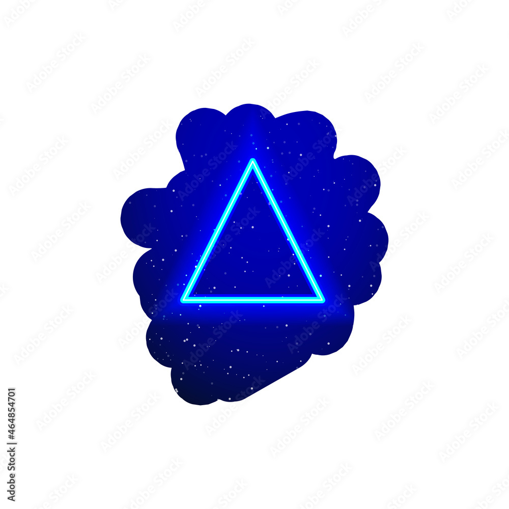 LED blue glow neon triangle shape icon type. Realistic neon triangle ...