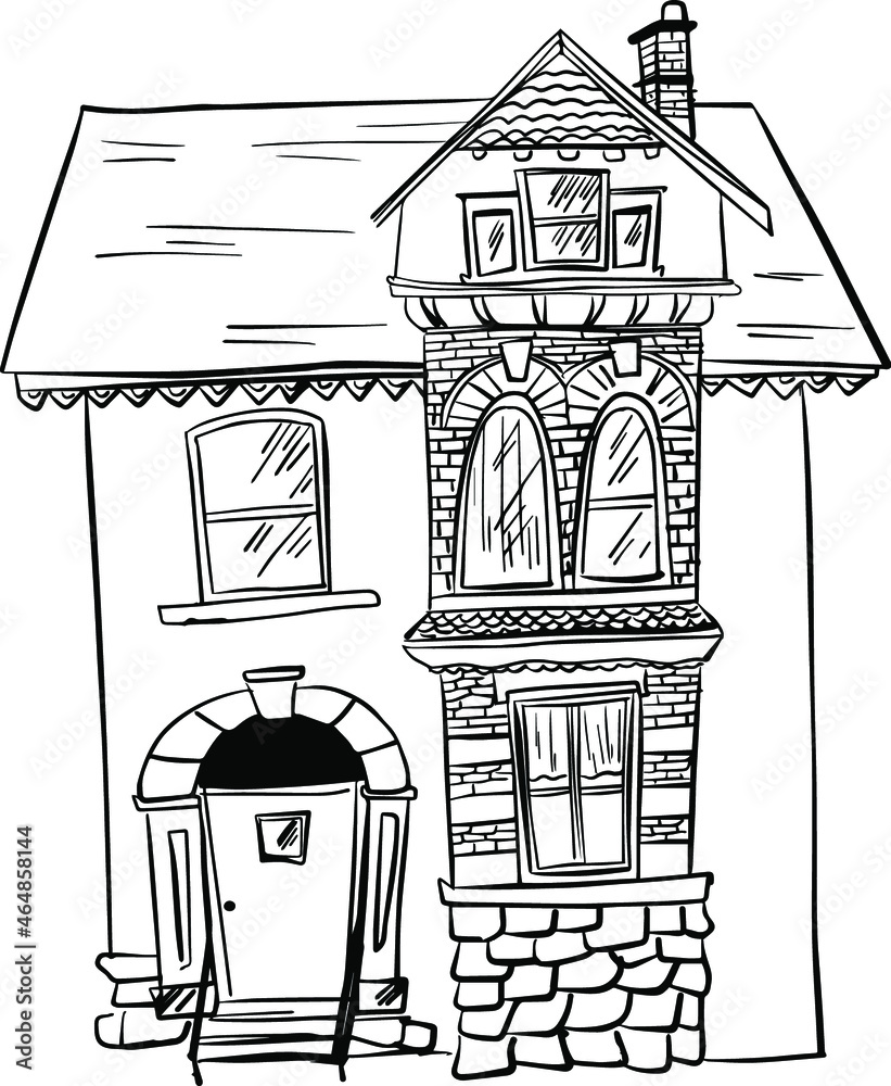 Sketch of house architecture .Drawing free hand Vector illustration ...