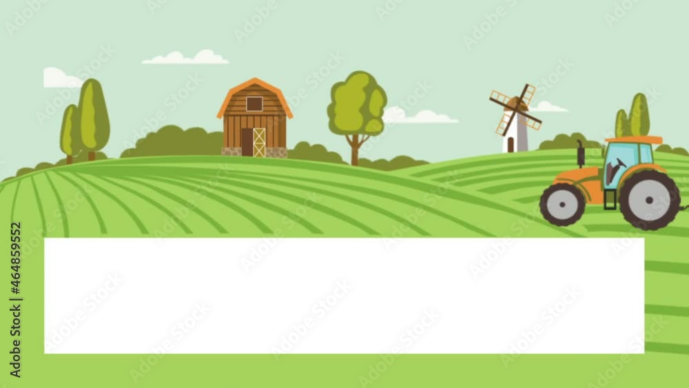 Agriculture and farming concept. Beautiful landscape with field, barn ...