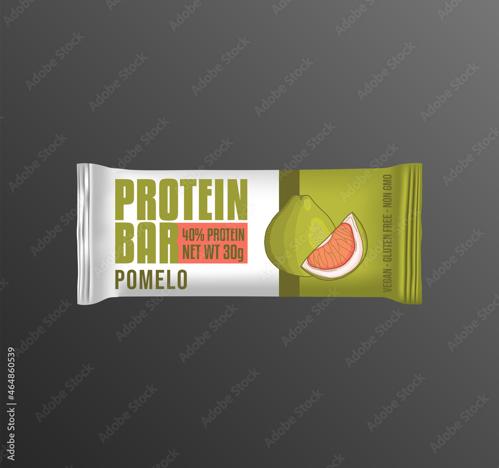 Pomelo Protein Bar Label Design. Hand Drawn Illustration of Citrus ...