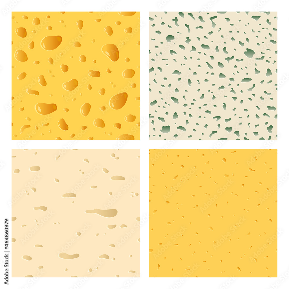 Set of vector different types of cheese realistic textures or ...