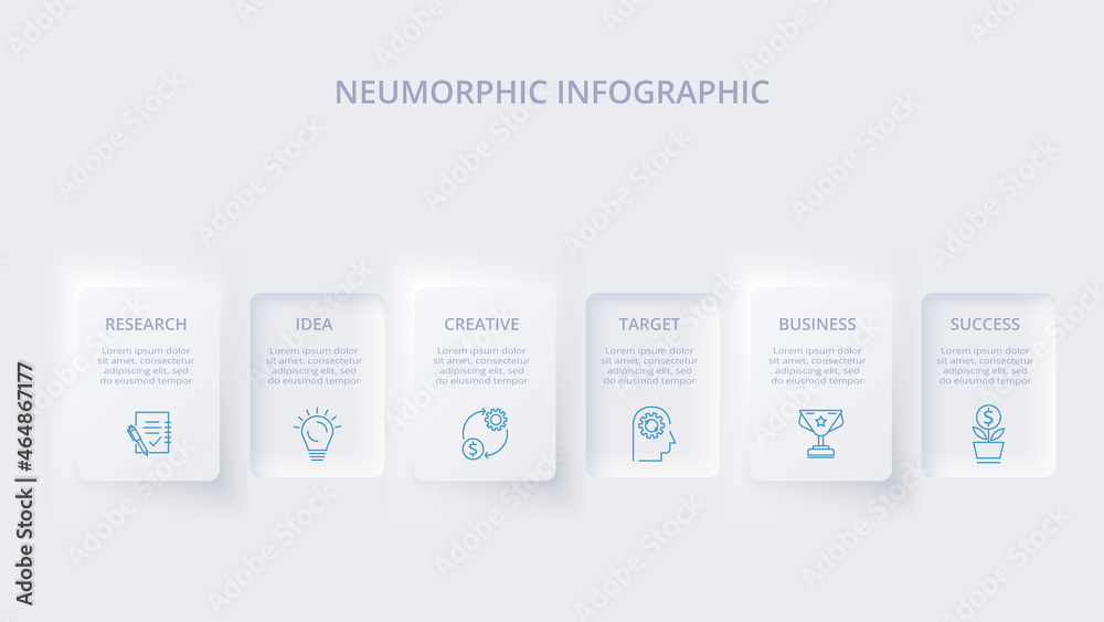 Neumorphic flow chart infographic. Creative concept for infographic ...