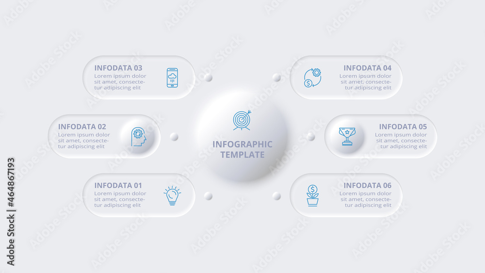 Neumorphic flow chart infographic. Creative concept for infographic ...
