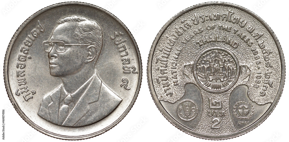 Thailand Thai coin 2 two baht 1985, subject International Years of ...