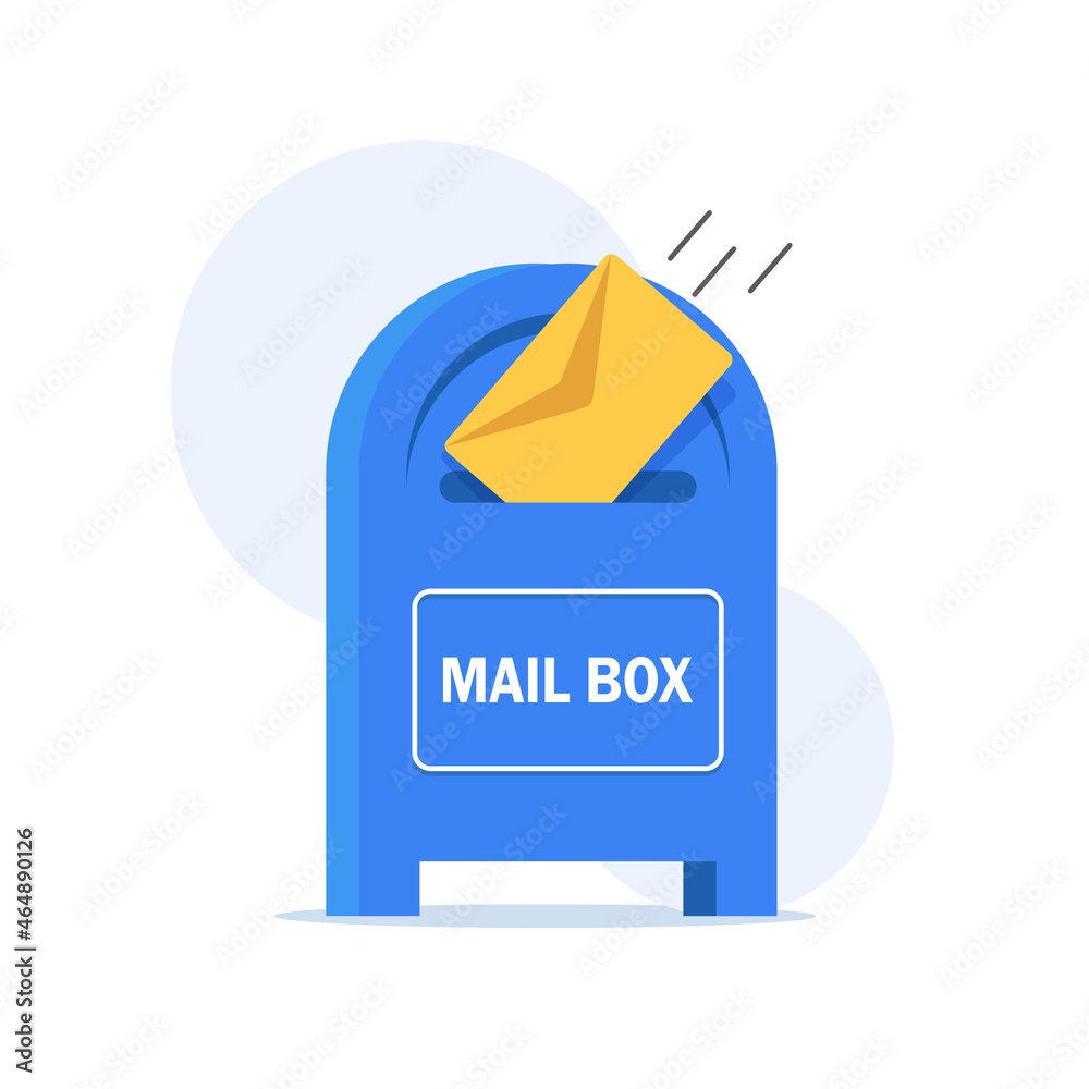 Mailbox vector illustration isolated on white, flat post office box ...