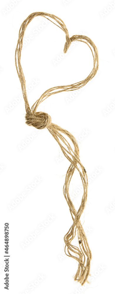 Jute line heart isolated on white background Stock Photo | Adobe Stock