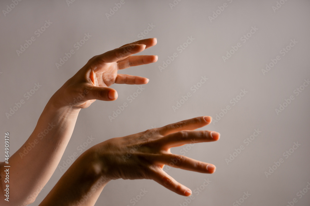 Elegant female hand, pointing to the side. palm hung down. Hand ...