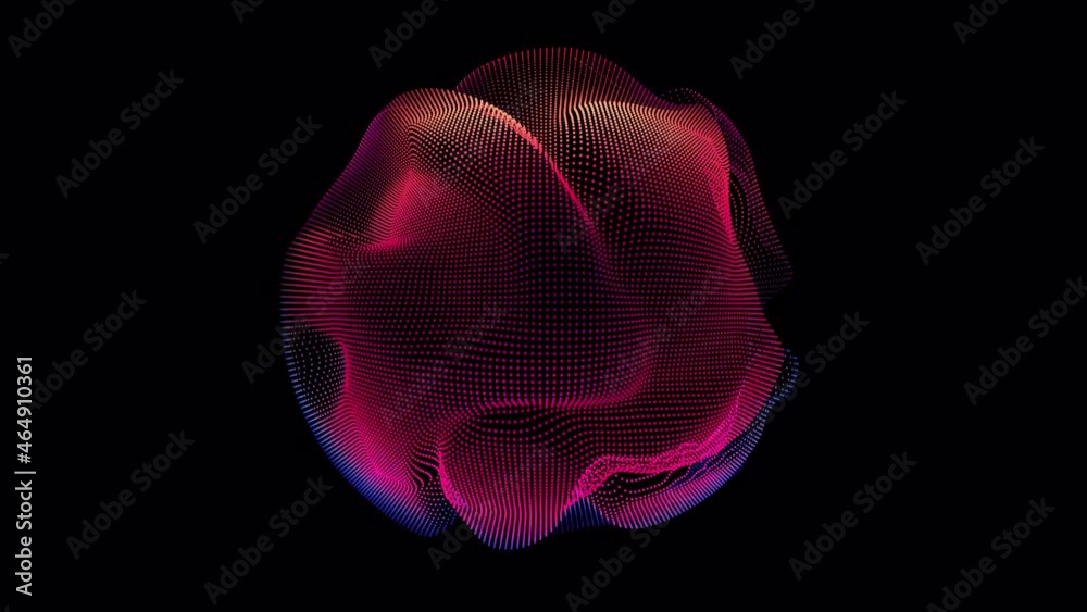 Looped distortion waves on abstract sphere of particles. Digital data ...