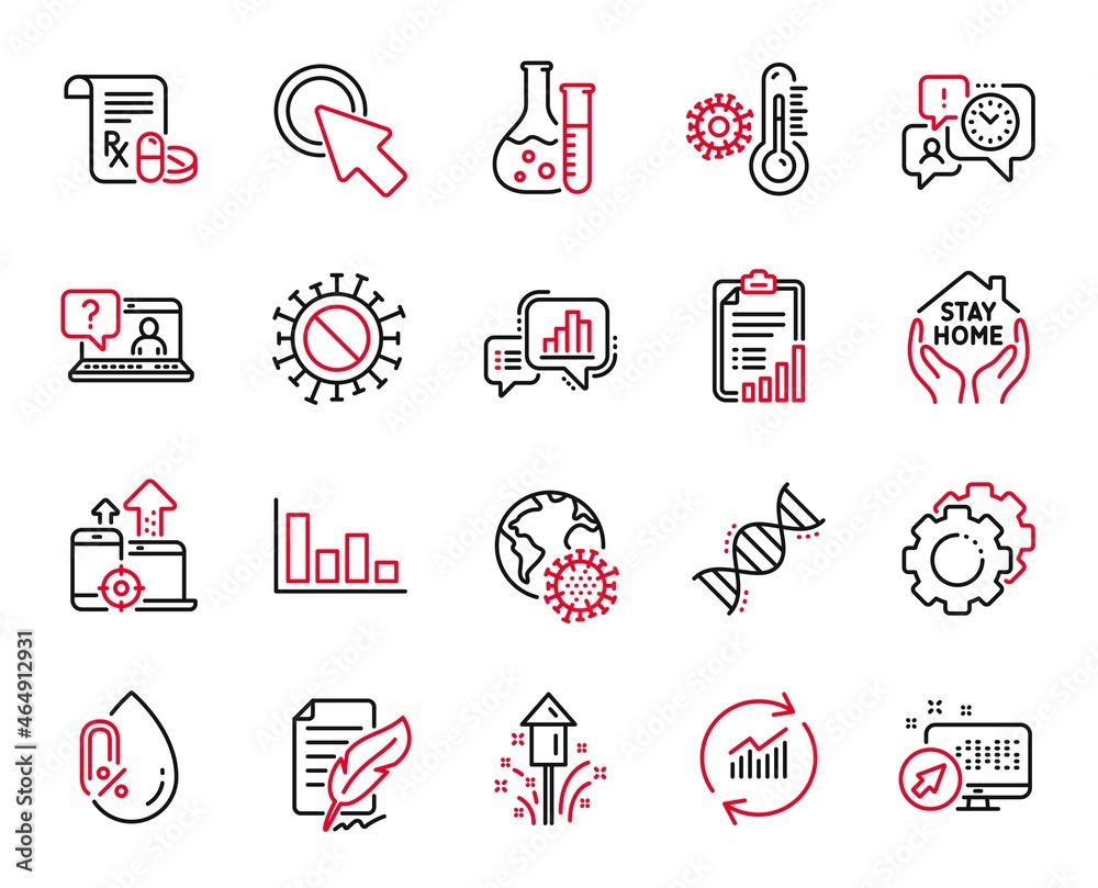 Vector Set of Science icons related to Coronavirus, Update data and ...