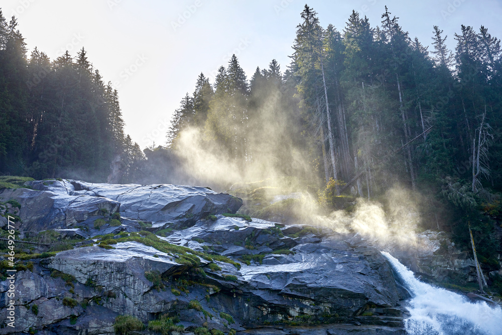 Famous waterfalls in the Austrian mountains. (Krimmler Waterfalls ...