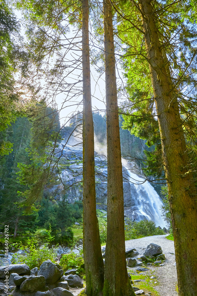 Famous waterfalls in the Austrian mountains. (Krimmler Waterfalls ...