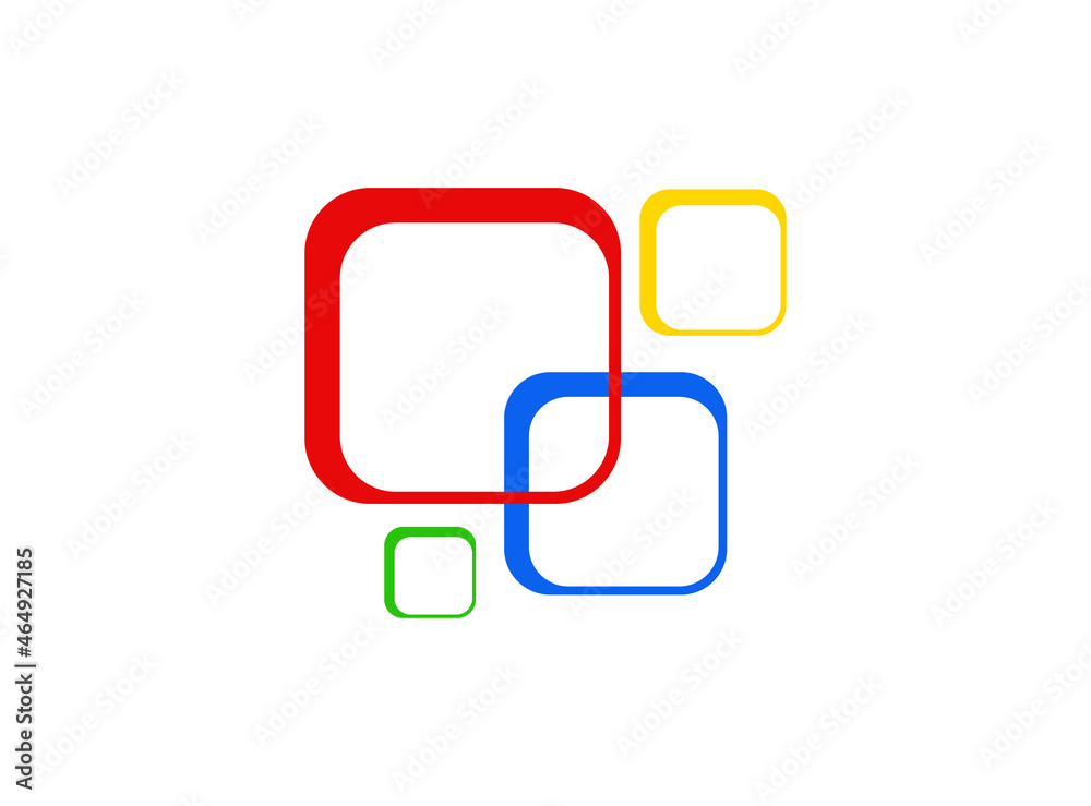 technology logo template, four rectangle with rounded corner in red ...