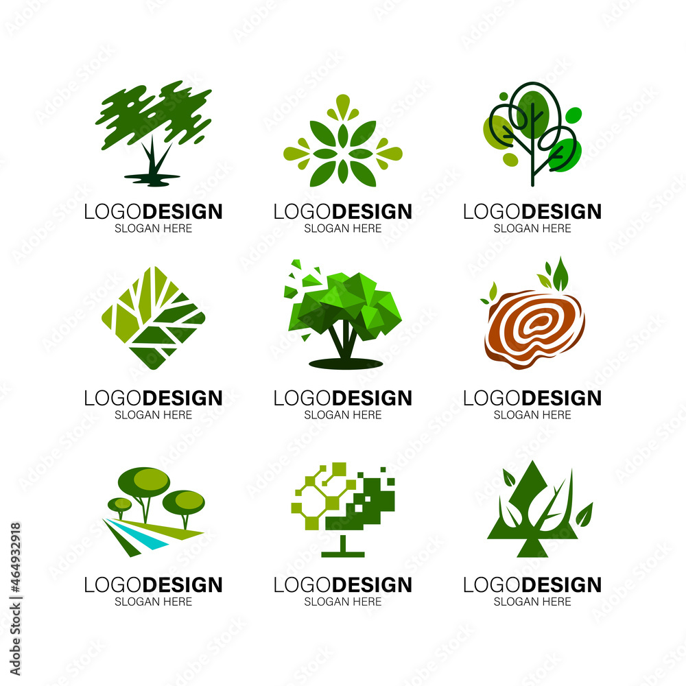 collection of tree logos for the environment Stock Vector | Adobe Stock